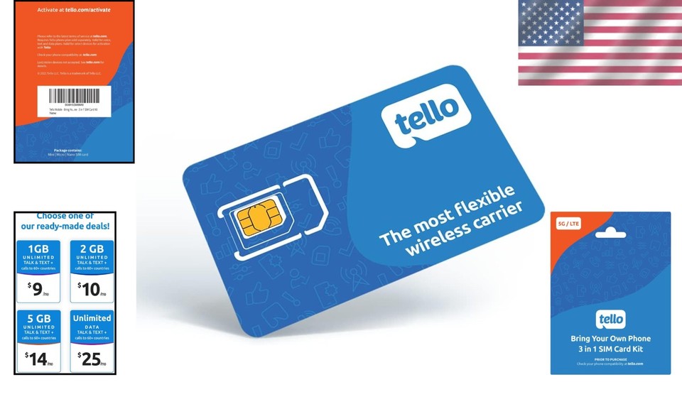 Tello Mobile - Bring Your Own Phone - 3 in 1 SIM Card Kit | eBay