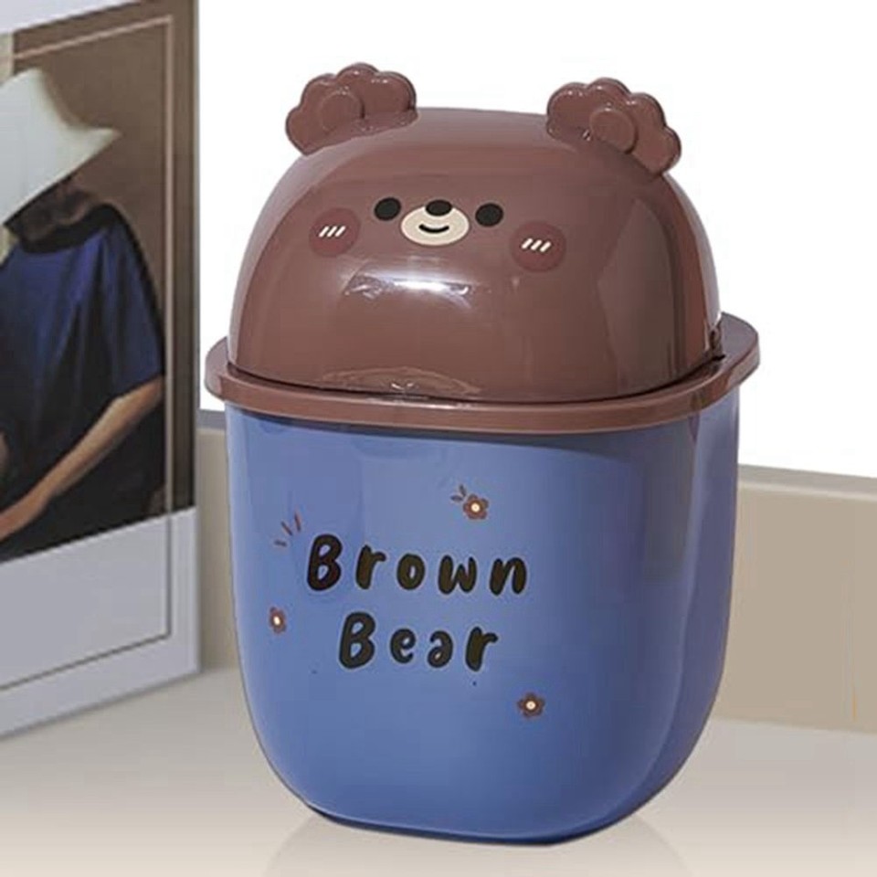 Countertop Garbage Can,Cute Bear Desk Trash Can,Small Desktop Trash ...