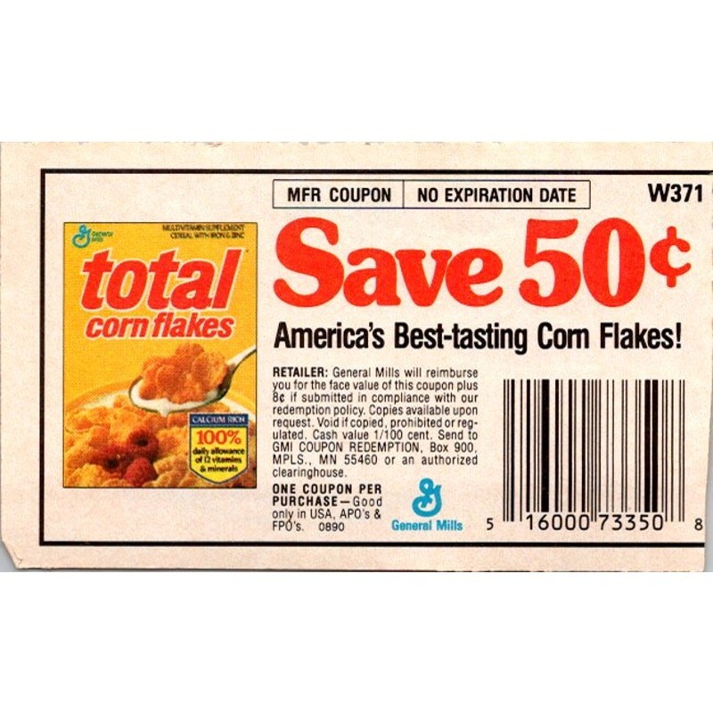 Total Corn Flakes America's Best-Tasting Corn Flakes 1980s Coupon SAI1 ...
