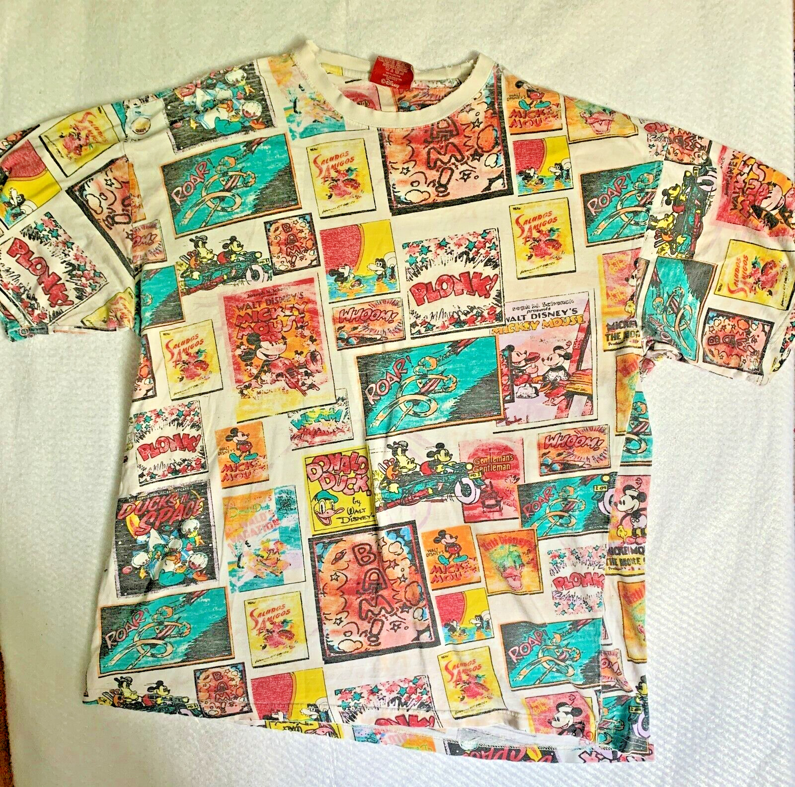 VTG Disney Mickey Mouse Donald Duck Comic Collage Men… - Gem