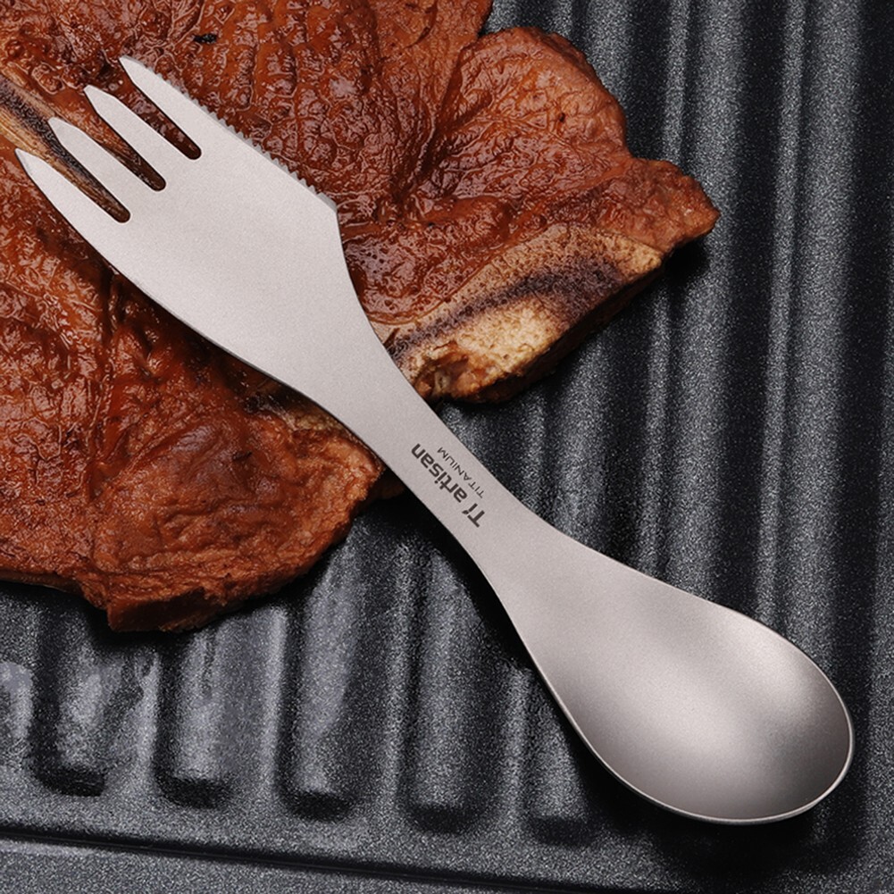 Spork Camping Titanium Ultralight Utensils Cutter Edge Fork Lightweight ...
