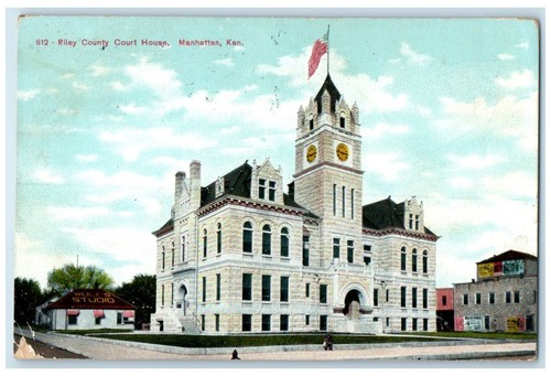 1911 Exterior View Riley County Court House Building Manhattan Kansas ...