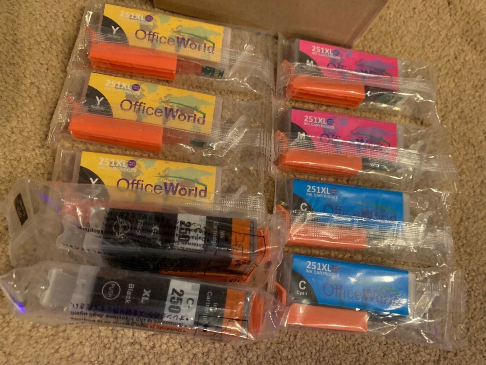 OFFICE WORLD INK CARTRIDGES 251XL 2 MAGENTA, 2 CYAN, 3 YELLOW, C-250XL ...