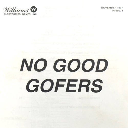 Williams No Good Gofers Pinball Machine Game Manual Operators Handbook ...