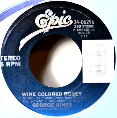 George Jones Wine Colored Roses Country 45 NM 7" Vinyl -Check for ...