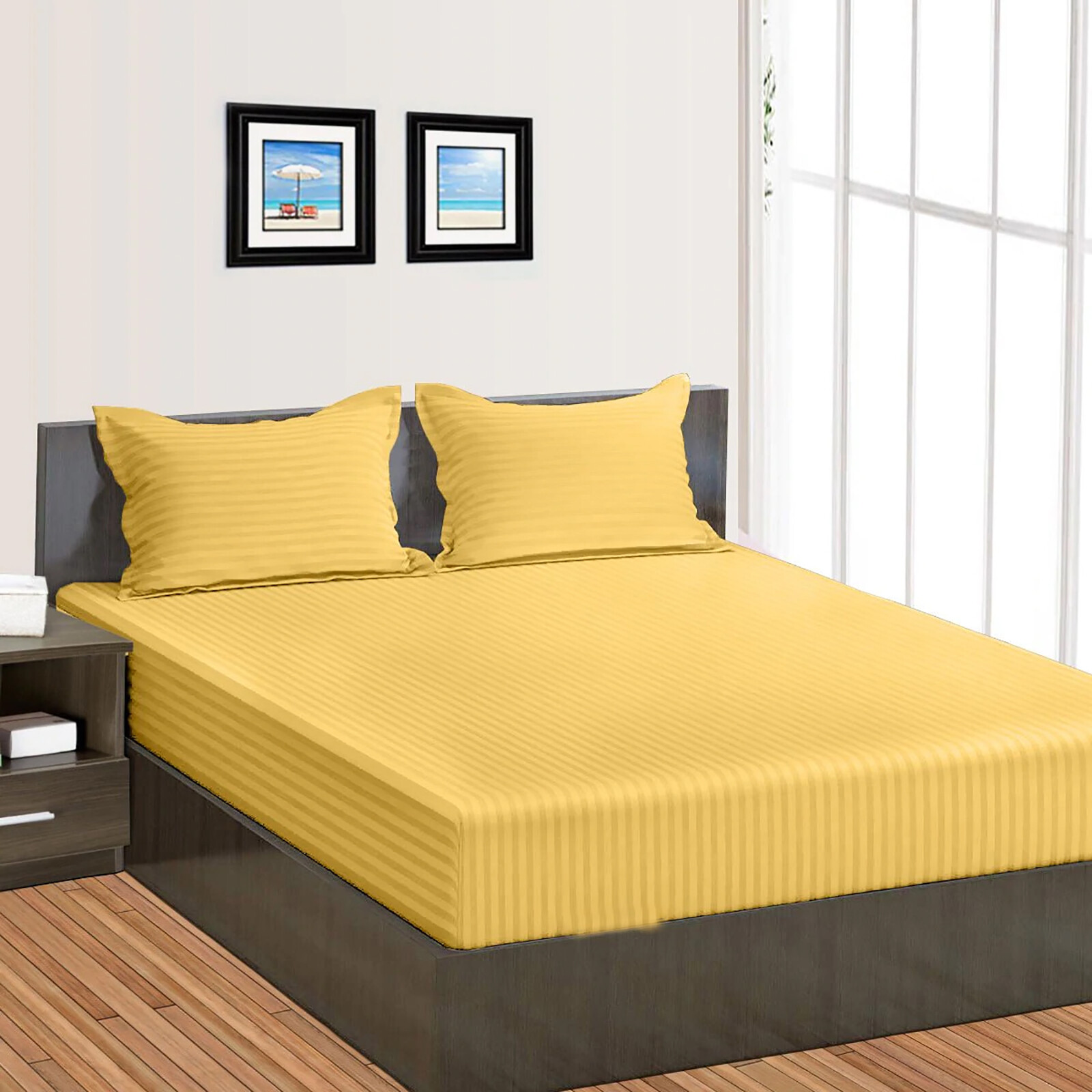 Complete Sheets With Deep Pocket Egyptian Cotton Gold Stripes Select ...