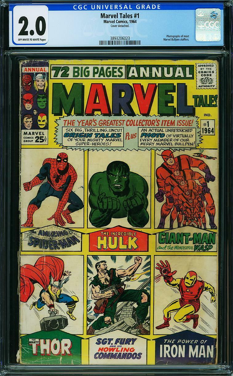 MARVEL TALES 1 CGC 2.0 ORIGINS SPIDER-MAN THOR HULK! 1964 M11 323 cm ...