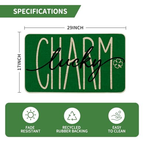 Lucky Charm St. Patrick's Day Welcome Decorative Doormat, 17" x 29 ...