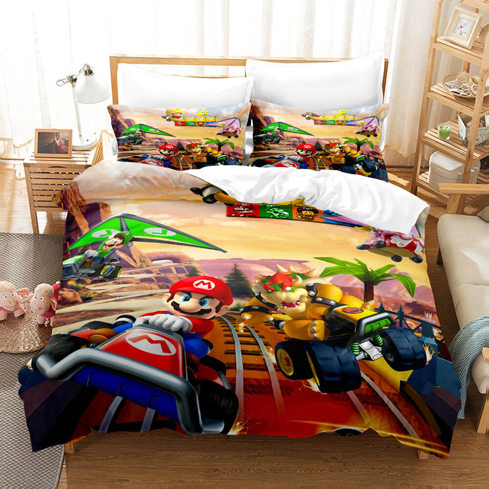 3D Super Mario Luigi Yoshi Duvet Quilt Cover Set Single/Double/Queen ...