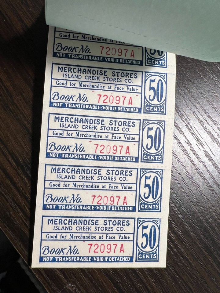 $25 Book of Coal Scrip Chit Coupons Island Creek Stores Co Holden WV ...