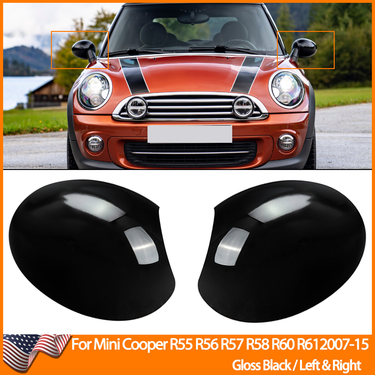 Side Wing Mirror Cover Caps For Mini Cooper R55 R56 R57 R58 R59 R60 ...