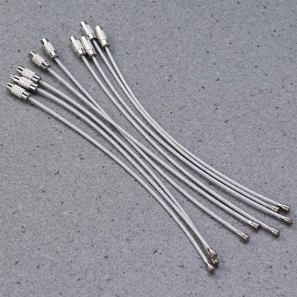 25 Pcs Wire Rope Key Ring Metal Keychain Cable Loop Rings Holder | eBay