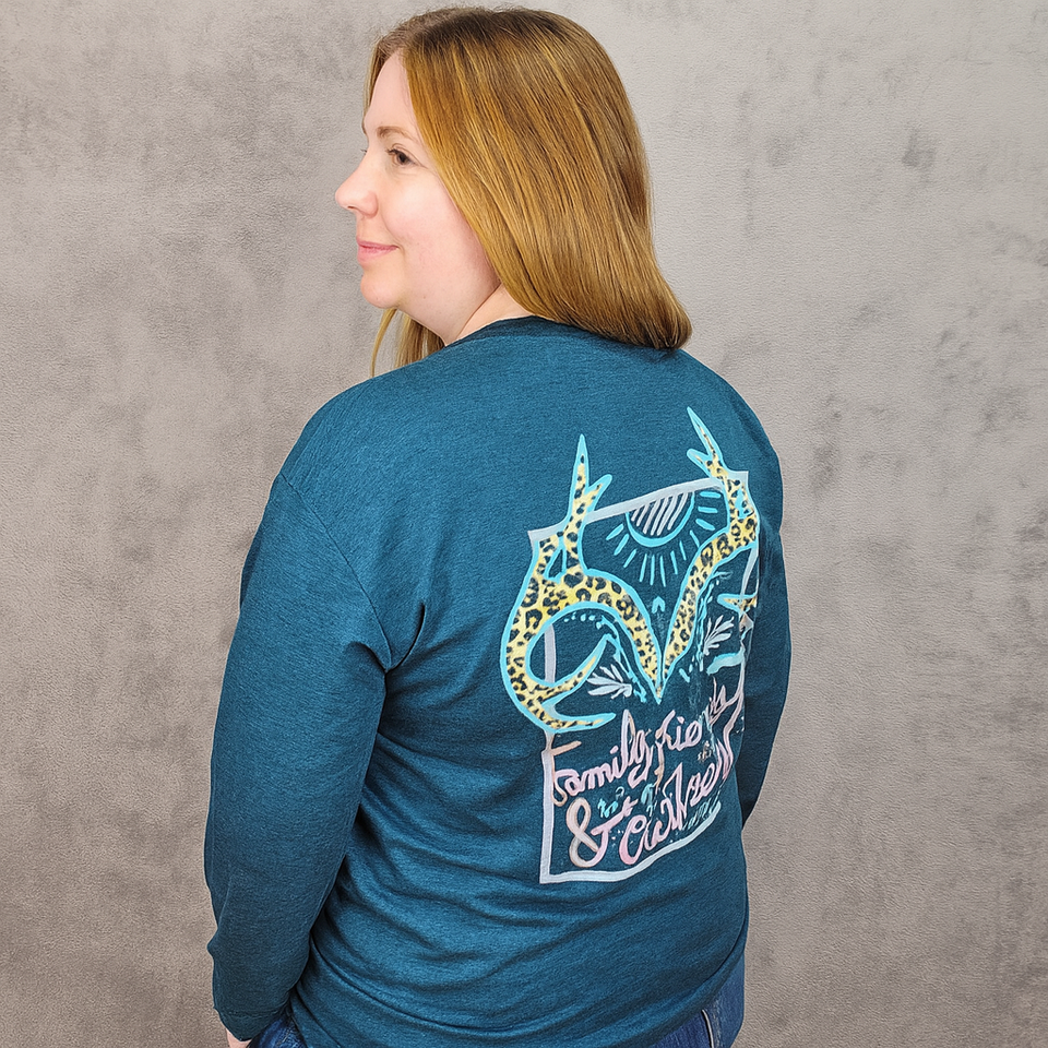 NWT Realtree Women’s 3XL Long Sleeve T-Shirt Blue Deer Antlers Logo ...