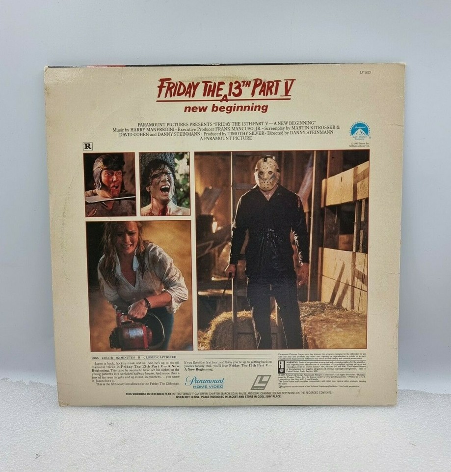 LASERDISC FRIDAY THE 13TH PART V 5 Laser Disc Widescreen Video RARE ...
