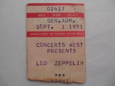 LED ZEPPELIN 1971 Original CONCERT TICKET STUB___Miami, FL | eBay