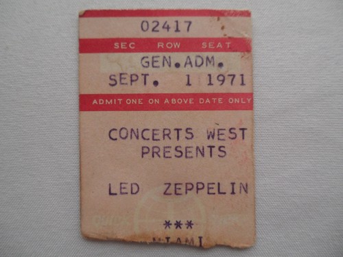 LED ZEPPELIN 1971 Original CONCERT TICKET STUB___Miami, FL | eBay