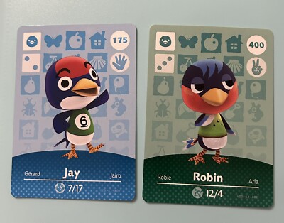 JAY & ROBIN Animal Crossing Amiibo Nintendo Cards Birds | eBay