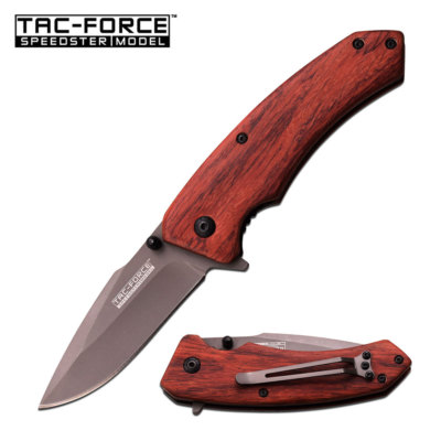 TAC FORCE Wood Handle Tactical Rescue Folding Pocket Knife Razor Sharp ...