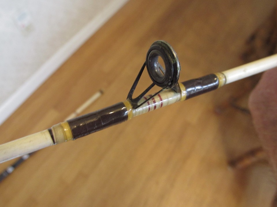 Vintage MITCHELL 2pc 8ft SURF/SALMON Fiberglass Spinning Rod Insert ...