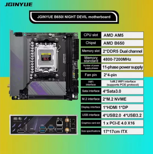 JGINYUE B650i Night Devil AM5 ITX Motherboard DDR5 | eBay UK