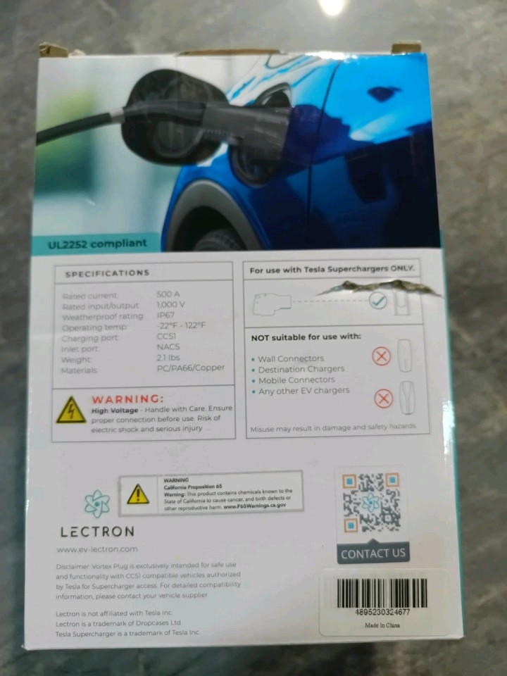 Lectron Tesla Supercharger (NACS) CCS Adapter 500A 1000V Vortex Plug ...