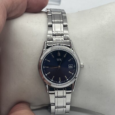 Bulova TFX Ladies Silvertone Calendar Watch Blue Dial | eBay