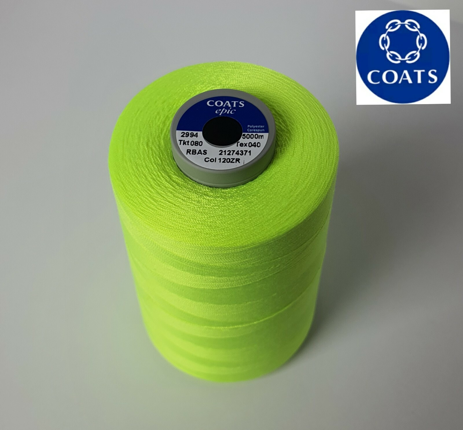 COATS EPIC SEWING THREAD TKT80 5000m CONE SUPERIOR QUALITY POLYESTER ...