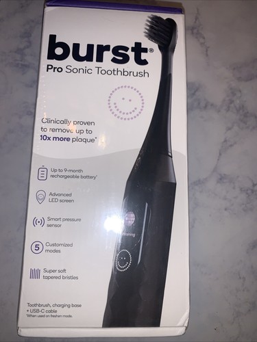 Burst Pro Sonic Advanced Electric Toothbrush for Adults Black | Soft ...