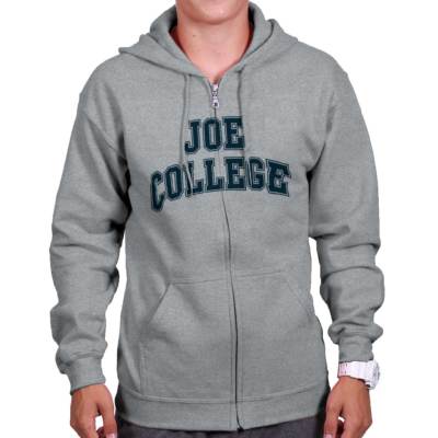 Funny Varsity Athlete Humor Joe College Joke Mens Zip Hooded Sweatshirt ...