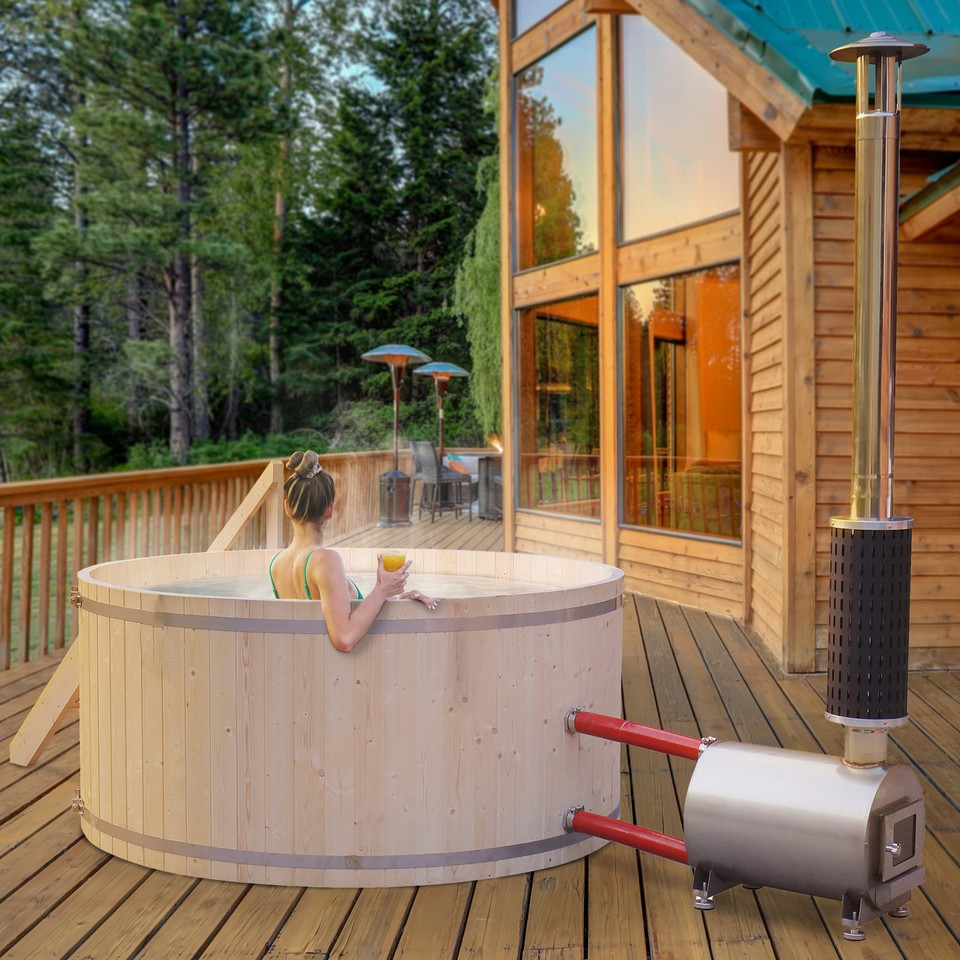 ALEKO Pine Hot Tub and Ice Bath 4-5 Person with Wood-Fired Heater | eBay