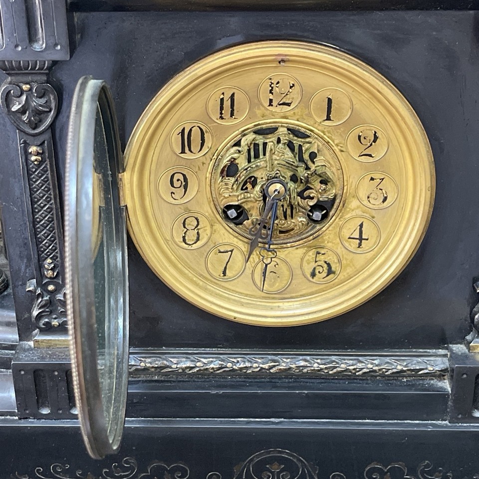 Antique Japy Freres 1800’s Black Slate 6 Pillar Mantle Clock Works | eBay