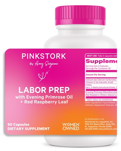 Pink Stork Labor Prep - Evening Primrose Oil Capsules with Red ...