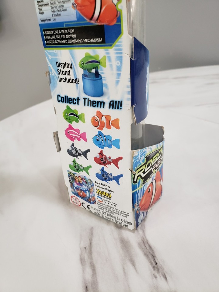 Zuru ROBO FISH Alive Orange Clown Water Activated Fish Toy Goldfish New ...