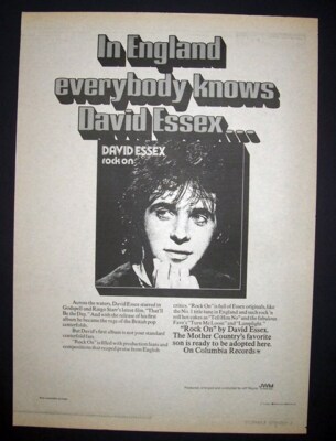David Essex Rock On 1974 Poster Type Advert, Promo Ad | eBay