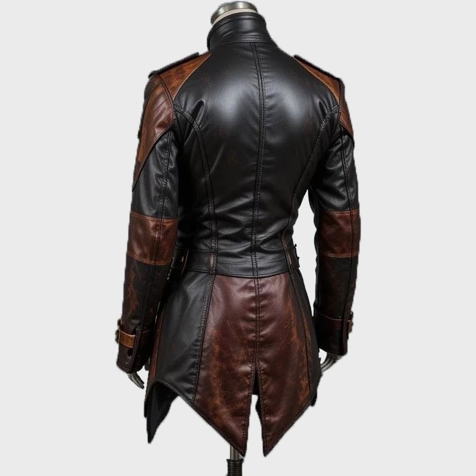 Men’s Multicolor Steampunk Leather Trench Coat | Gothic Punk Military ...