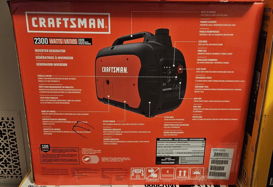 Craftsman Portable Inverter Generator 3k Starting Watts CXMGIA3000 NEW ...