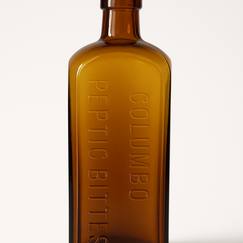 Rare Antique COLUMBO PEPTIC BITTERS Bottle - Amber Glass Medicine ...