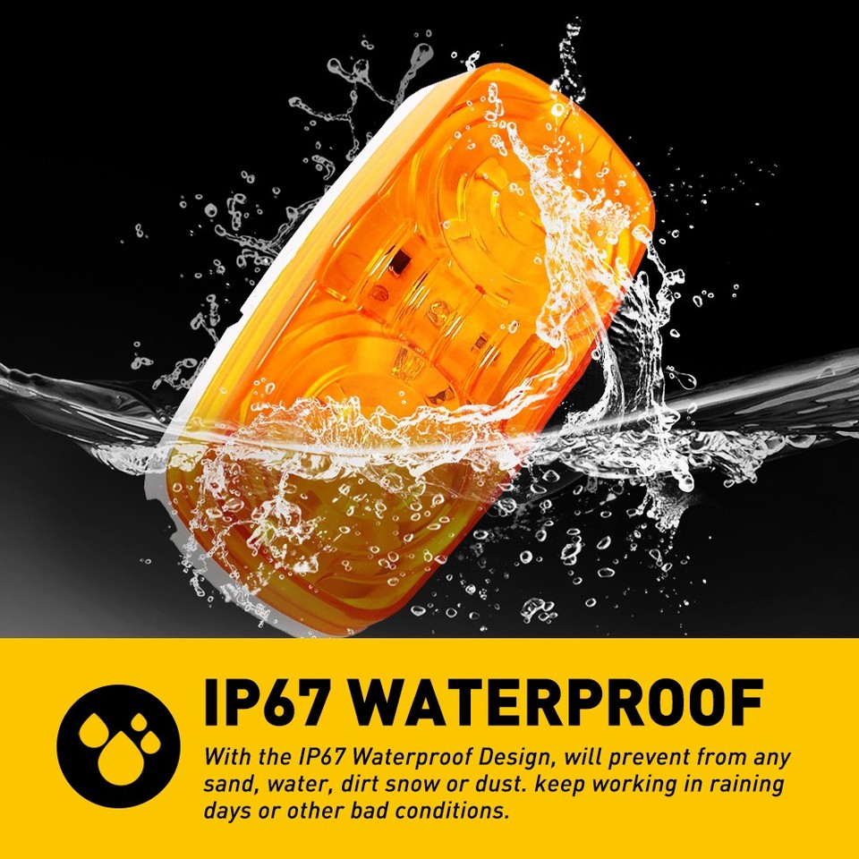 2Pieces 6 Inch Trailer Marker LED Light PC Lens Clearance Lights Amber ...