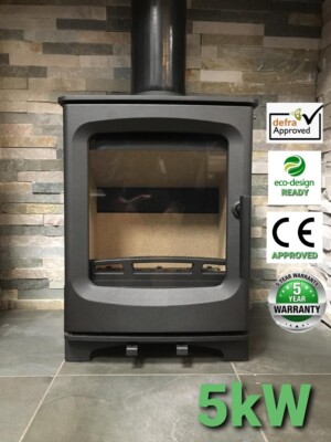 5kW MULTI FUEL STOVE CAST IRON LOG WOOD BURNER DEFRA CE APPROVED LARGE ...