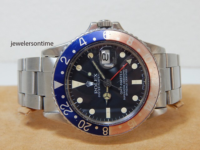 Rolex GMT-Master Men's Black Watch with Blue/Red Bezel - 1675 for sale ...