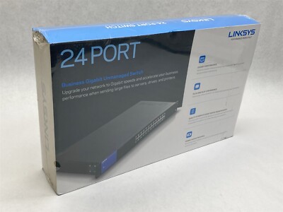 Linksys Model LGS124 24-Port Gigabit Business Unmanaged Switch New ...