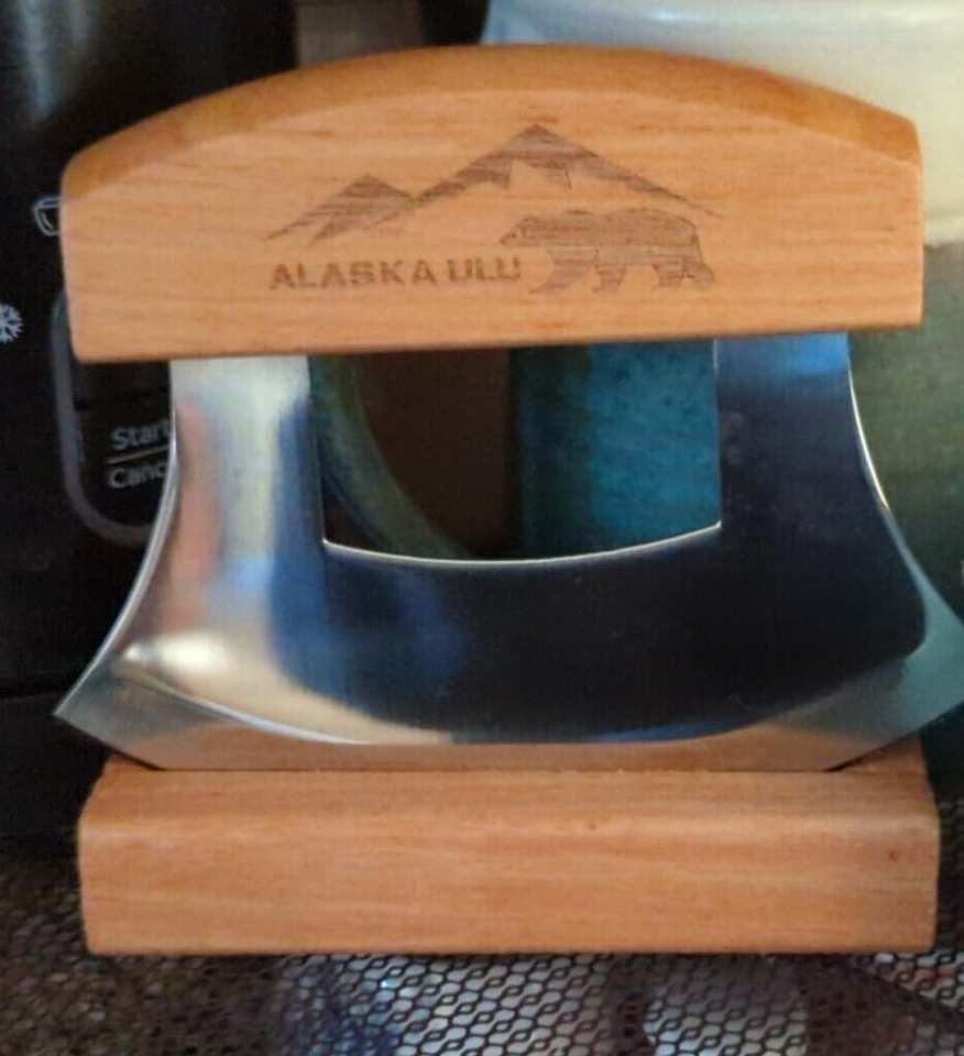Alaskan Mezzaluna Ulu Knife, Salad Veggies Rocker Chopper Slicer Cutter ...