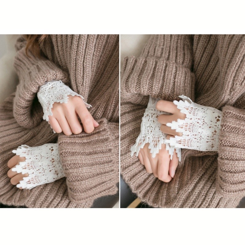 A Pair False Sleeve Wrist Lace Cuffs Wristband Bracelet Victorian ...