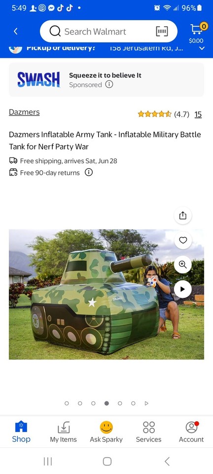 Dazmers Inflatable Army Tank - Inflatable Military Battle Tank for Nerf ...