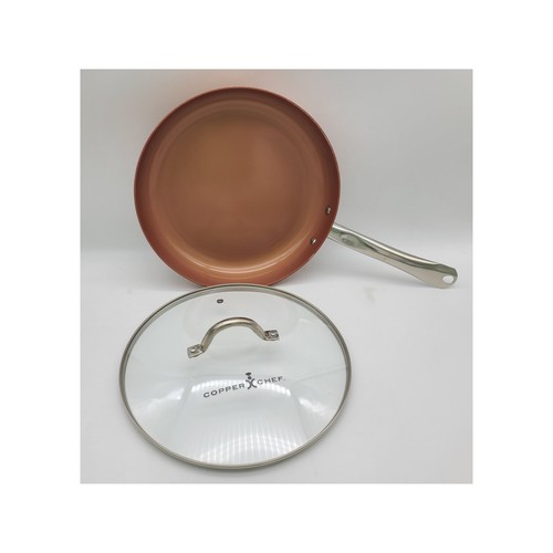 Copper Chef 12" Round Frying Pan w/ Glass Vented Lid Ceramic Non Stick ...