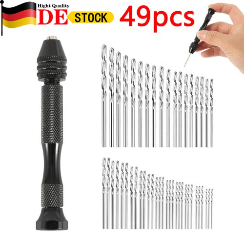 Sortiment Mini Bohrer 0,5-3,0mm Miniaturbohrer 48 Stück mit Handbohrer ...