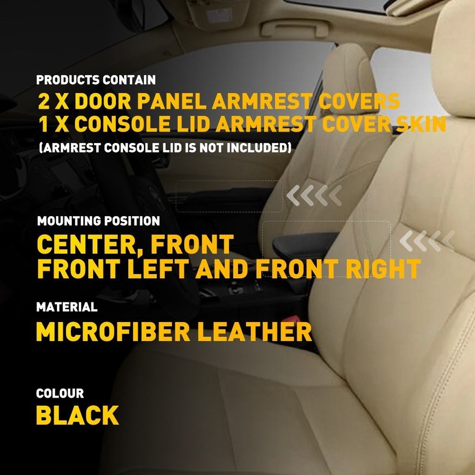 Black For Toyota Avalon 2013-2018 Console Lid Armrest & Door Panel ...