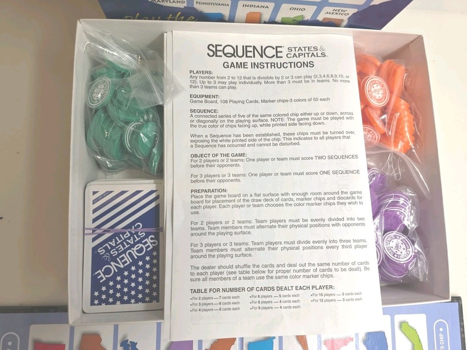 Sequence States & Capitals Board Game 2006 Jax COMPLETE | eBay