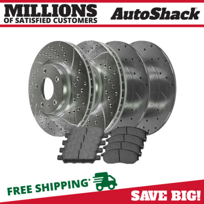 Front and Rear Drilled Brake Rotors & Pads for Nissan 370Z INFINITI G35 ...