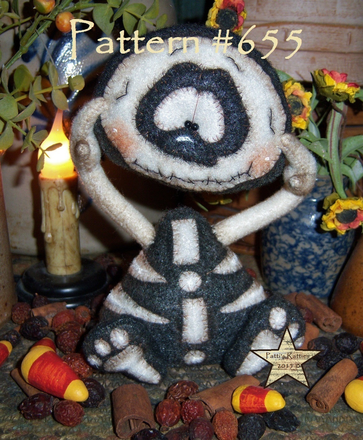 Patti's Ratties Primitive Halloween Skeleton Ghost 6" Doll Paper ...